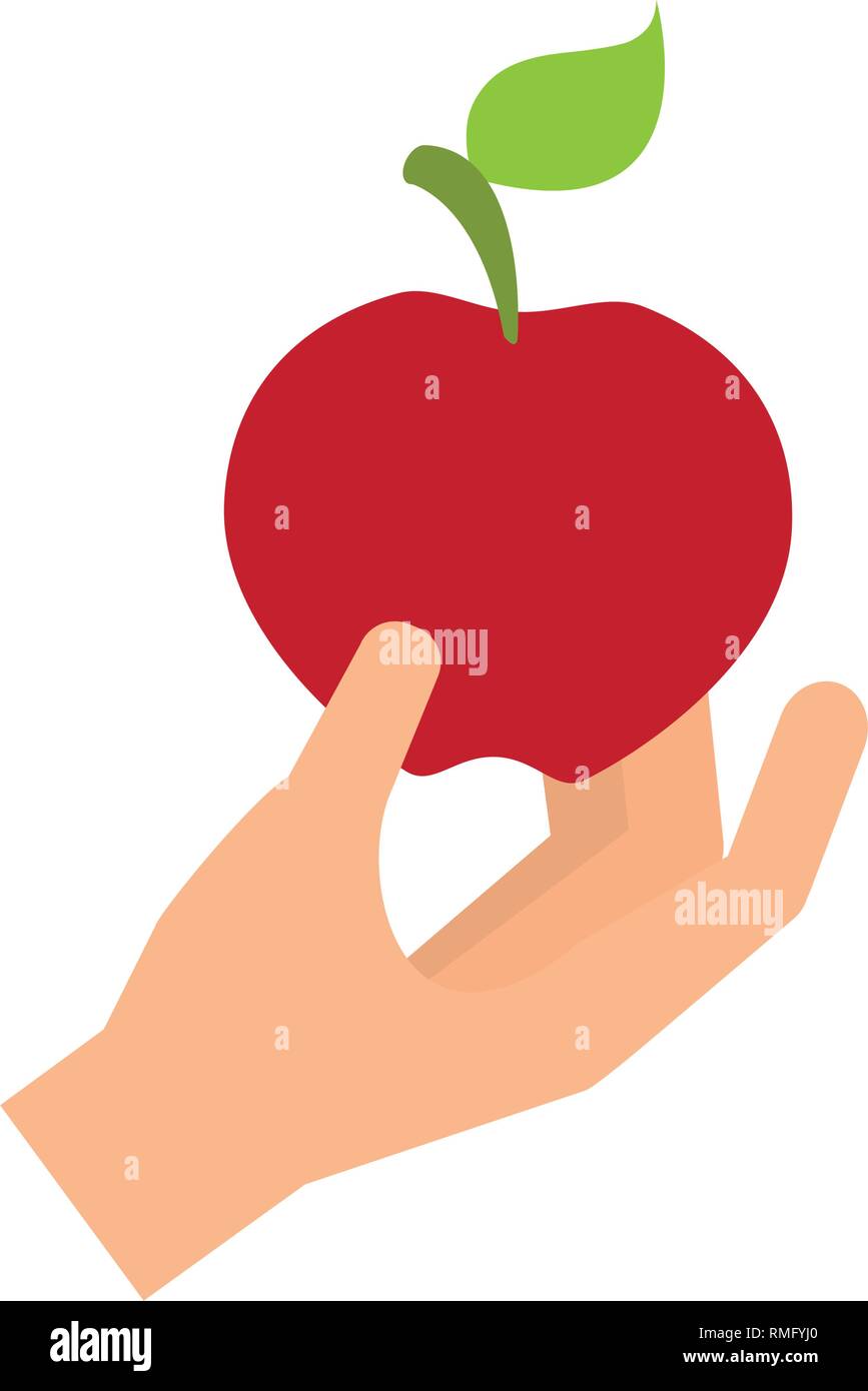 hand holding fresh apple Stock Vector Image & Art - Alamy