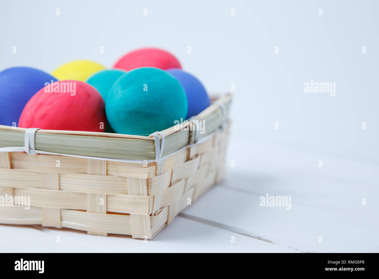 Easter, holidays, tradition and object concept - close up of colored ...
