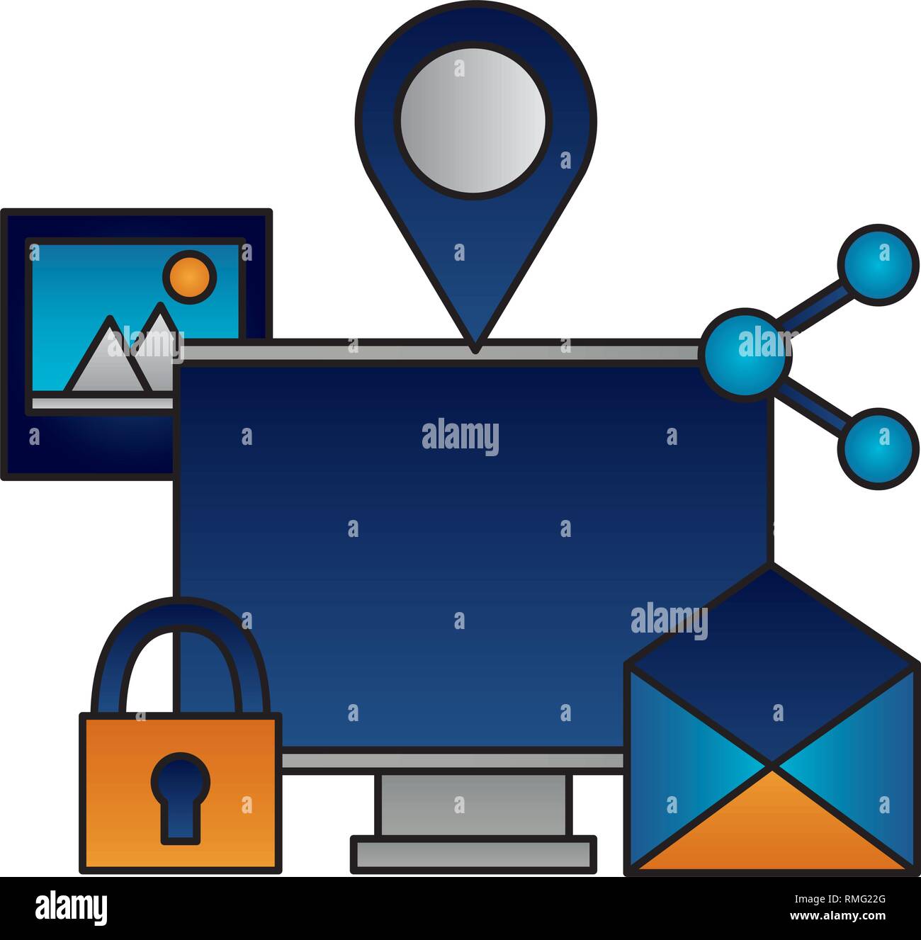 computer email padlock picture Stock Vector Image & Art - Alamy