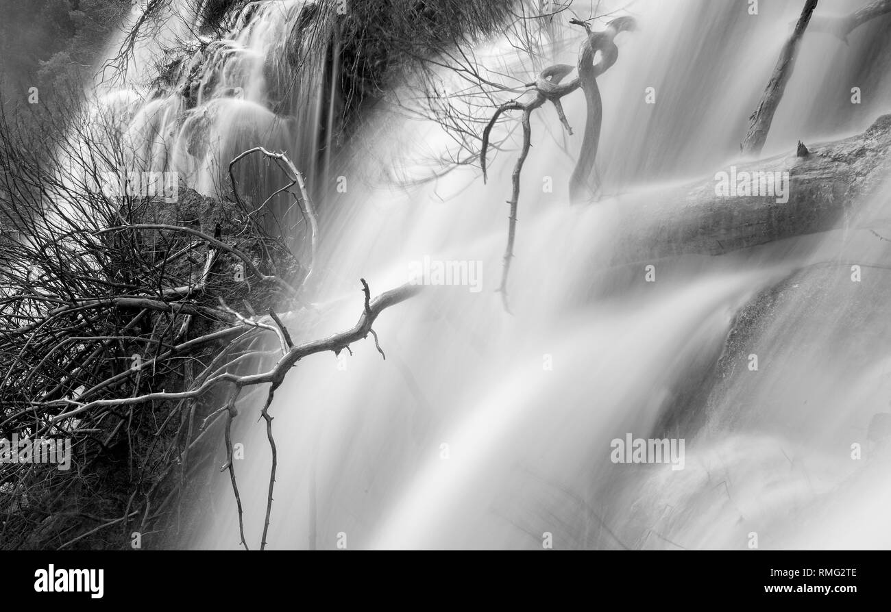 Wonderful waterfall near tree Stock Photo - Alamy