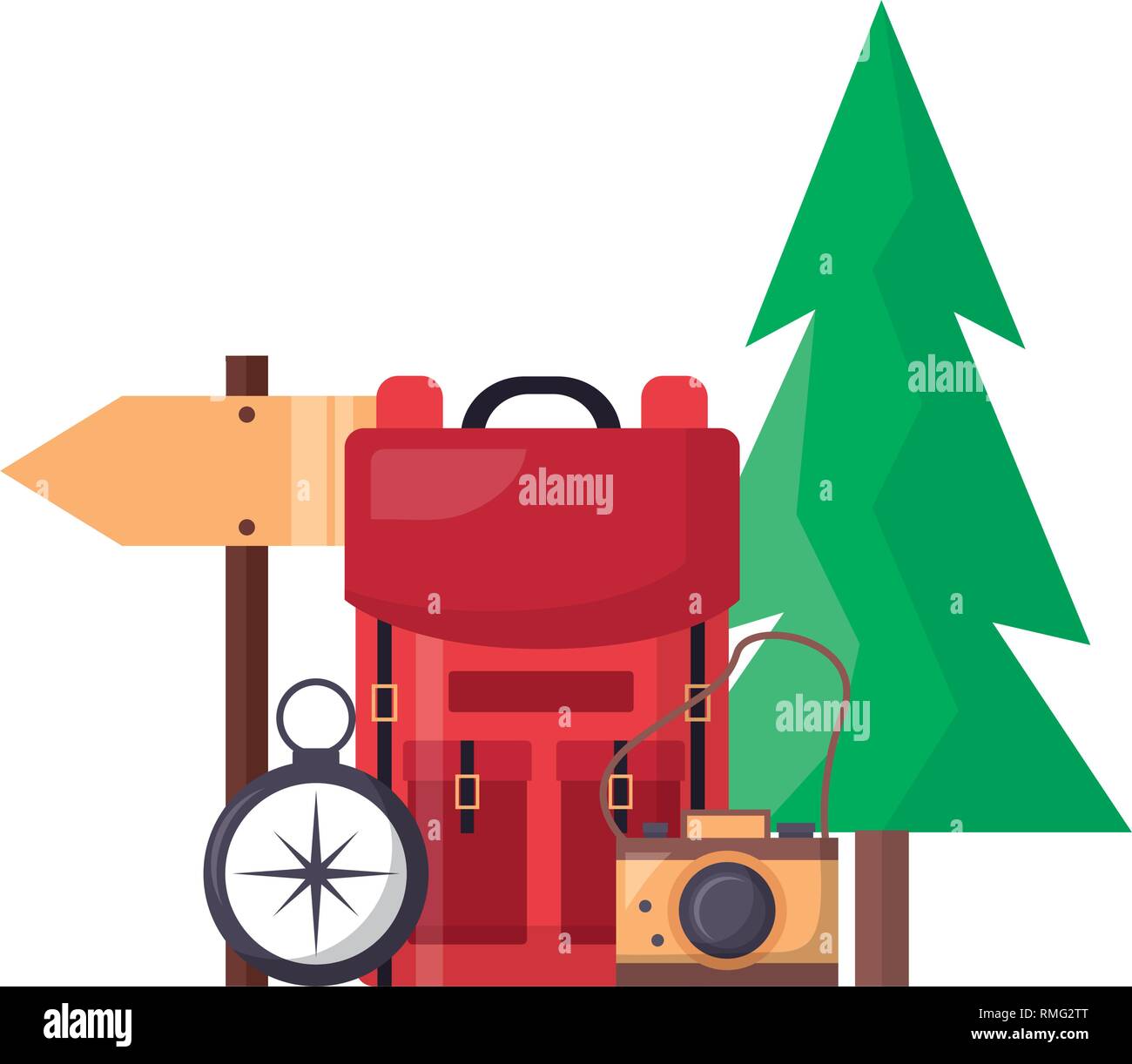 backpack camera compass signal tree Stock Vector Image & Art - Alamy