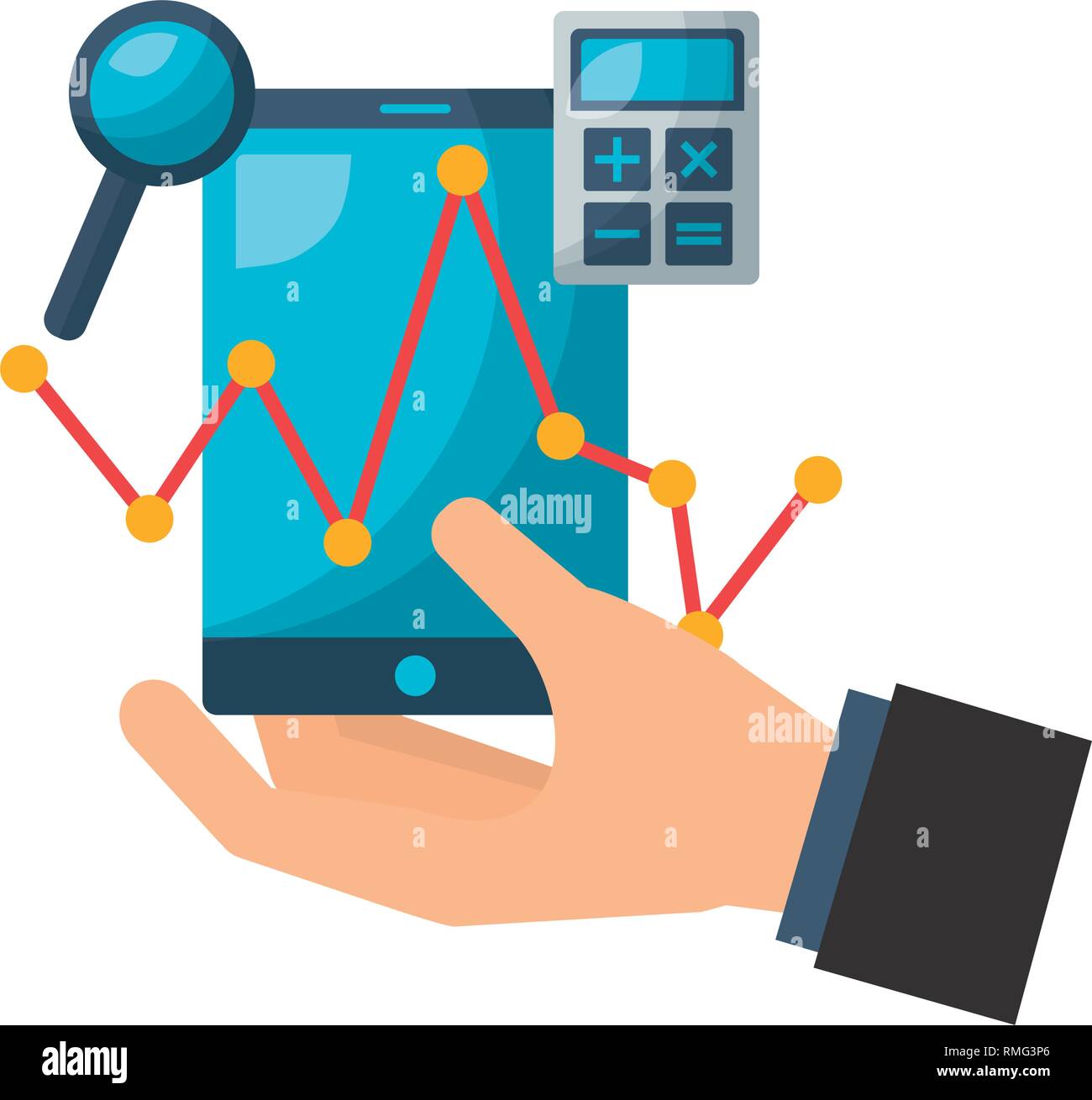 hand holding mobile calculator chart Stock Vector Image & Art - Alamy