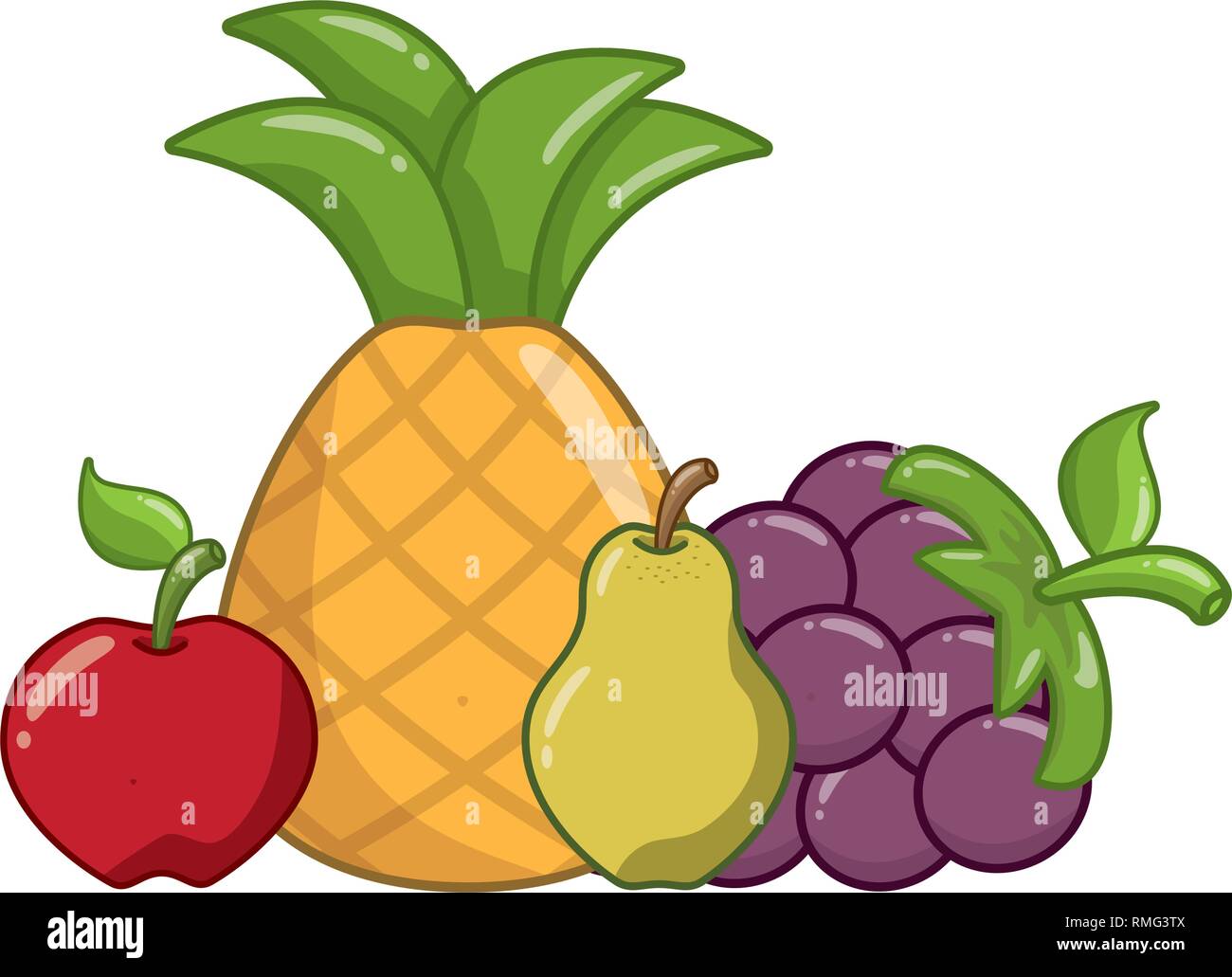 pineapple apple grapes pear fruits Stock Vector Image & Art - Alamy