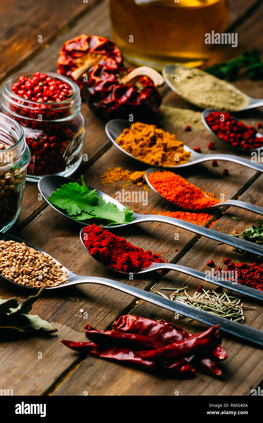 Condiment set spices placed on hi-res stock photography and images - Alamy