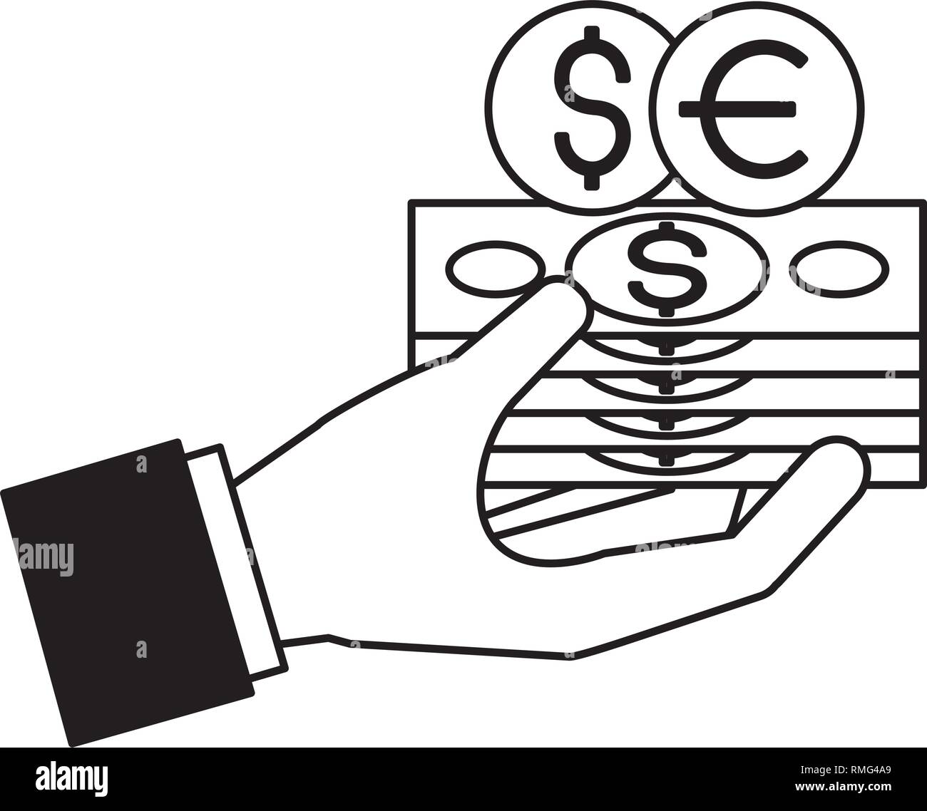 Hand holding banknotes Stock Vector Images - Alamy