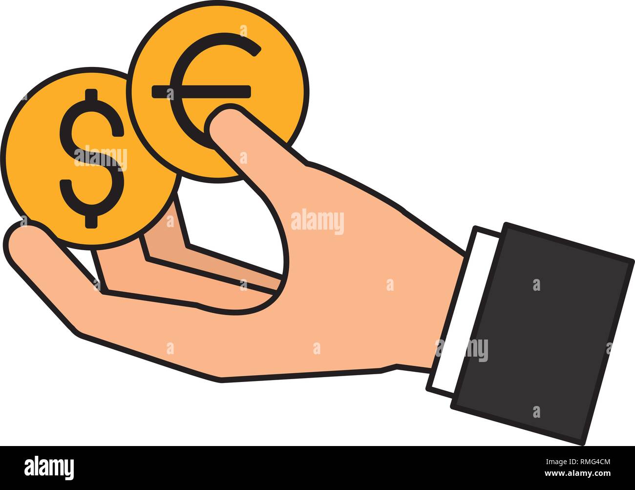 Hand counting coins Stock Vector Images - Alamy