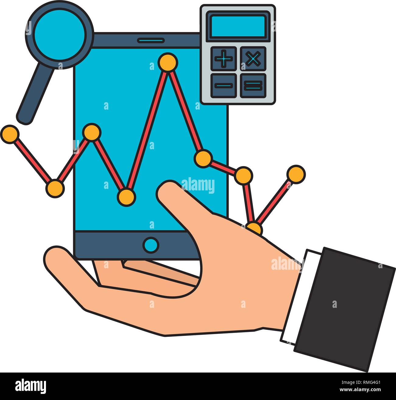 hand holding mobile calculator chart Stock Vector Image & Art - Alamy