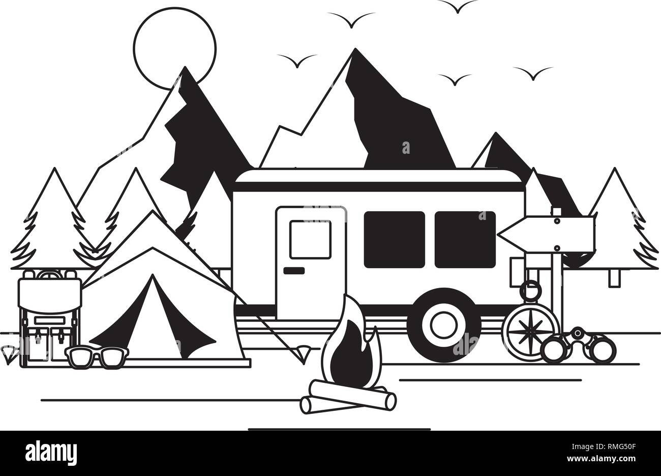 Image rv camper drawing hi-res stock photography and images - Alamy