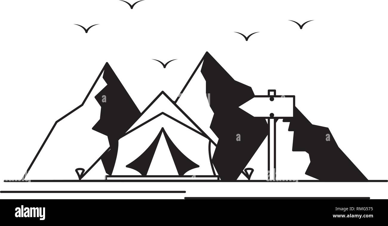 Wanderlust scene mountain Stock Vector Images - Alamy