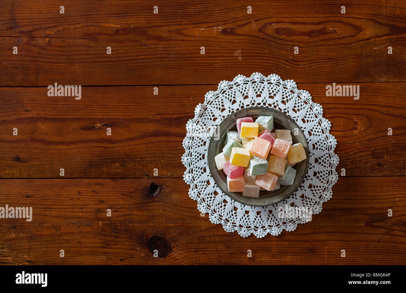 Turkish delight served on the table top view Stock Photo - Alamy