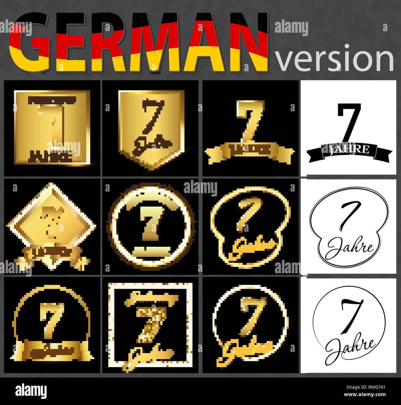 Set of number seven years (7 years) celebration design. Anniversary ...