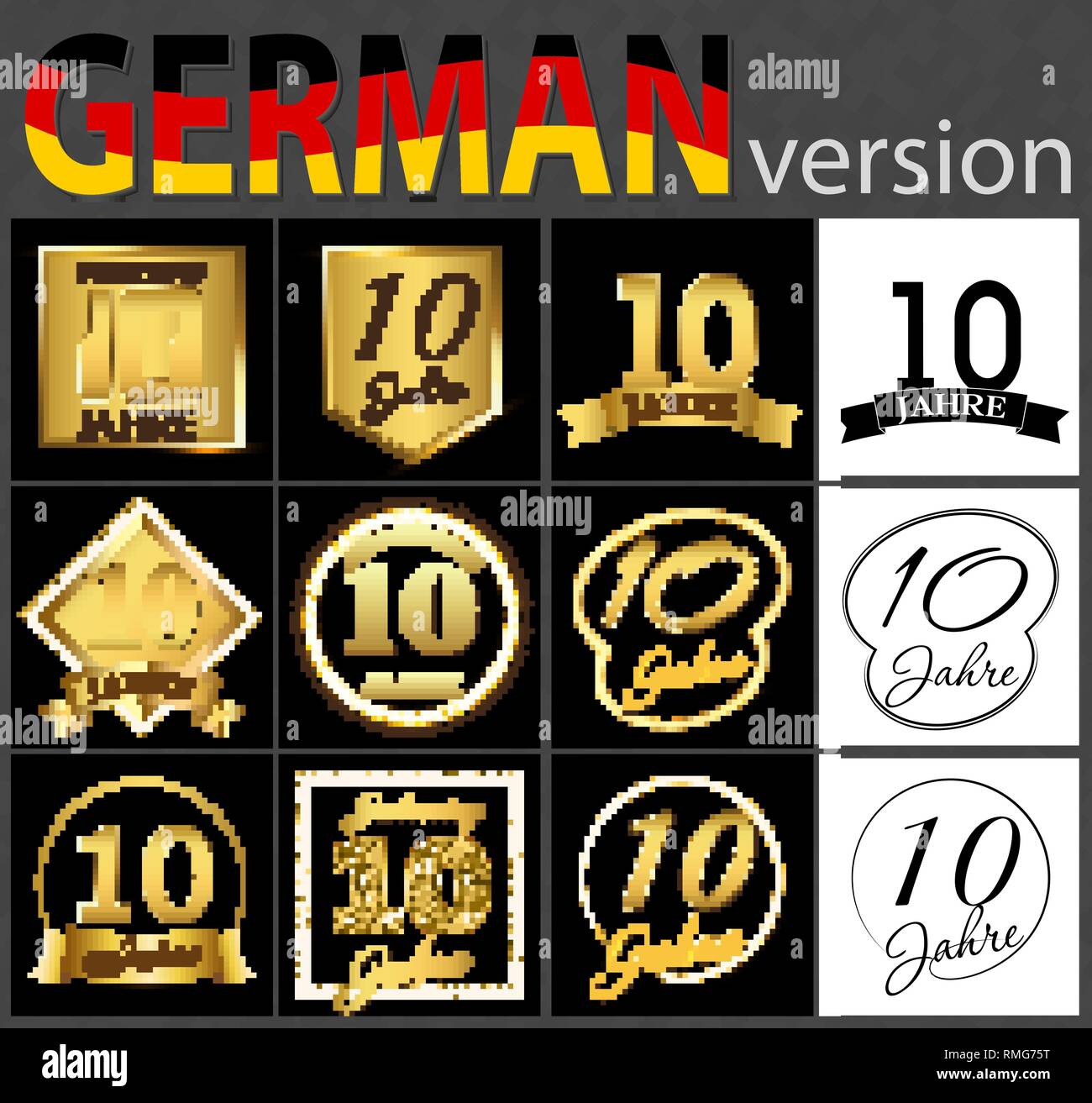 Set of number ten years (10 years) celebration design. Anniversary ...