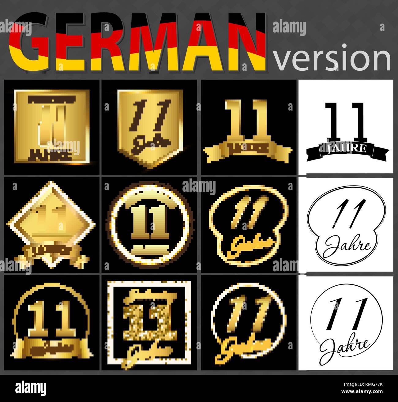 Set of number eleven years (11 years) celebration design. Anniversary ...