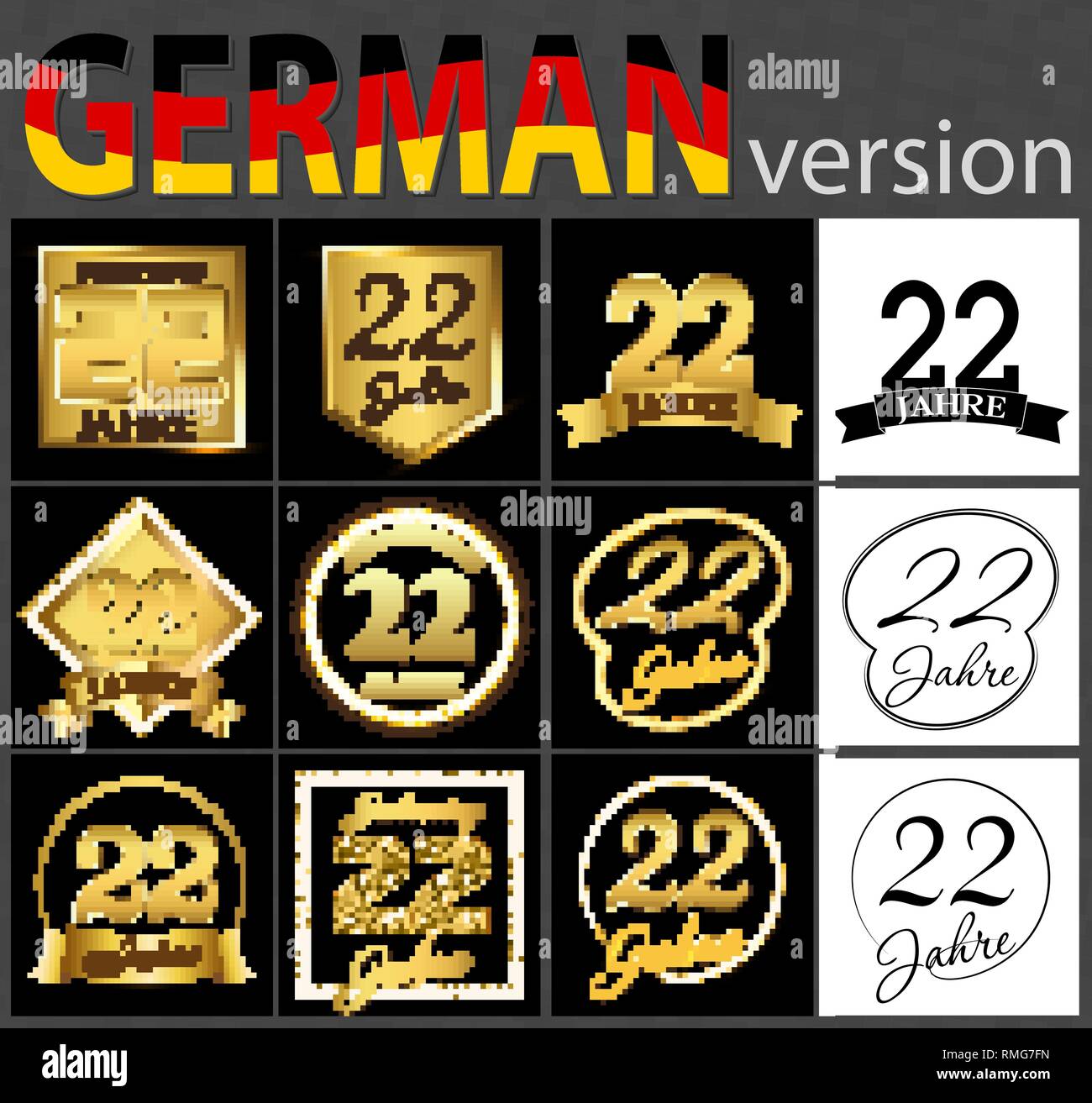 Set of number twenty-two years (22 years) celebration design ...