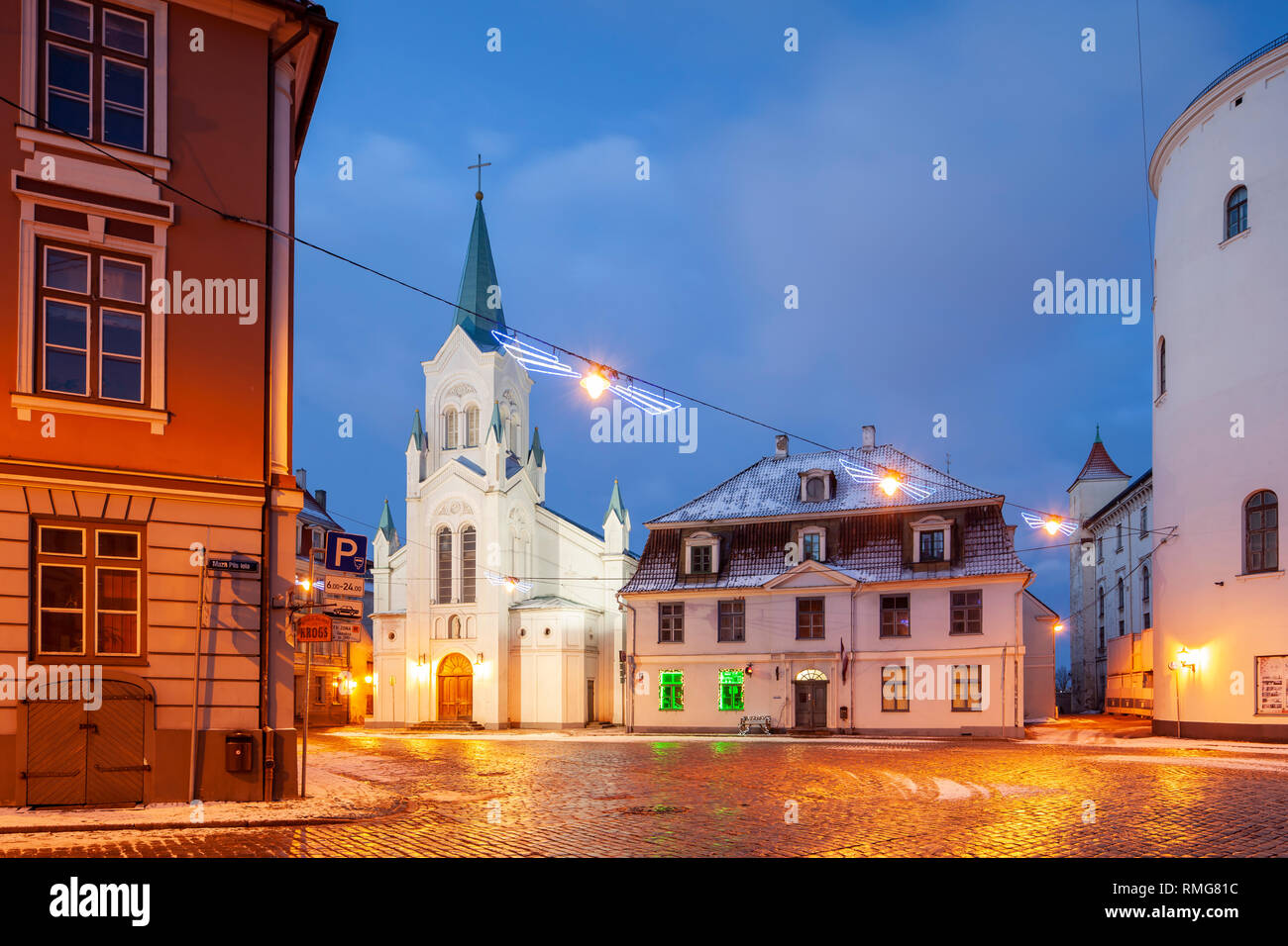 Our Lady of Sorrow catholic church in Riga old town, Latvia Stock Photo ...