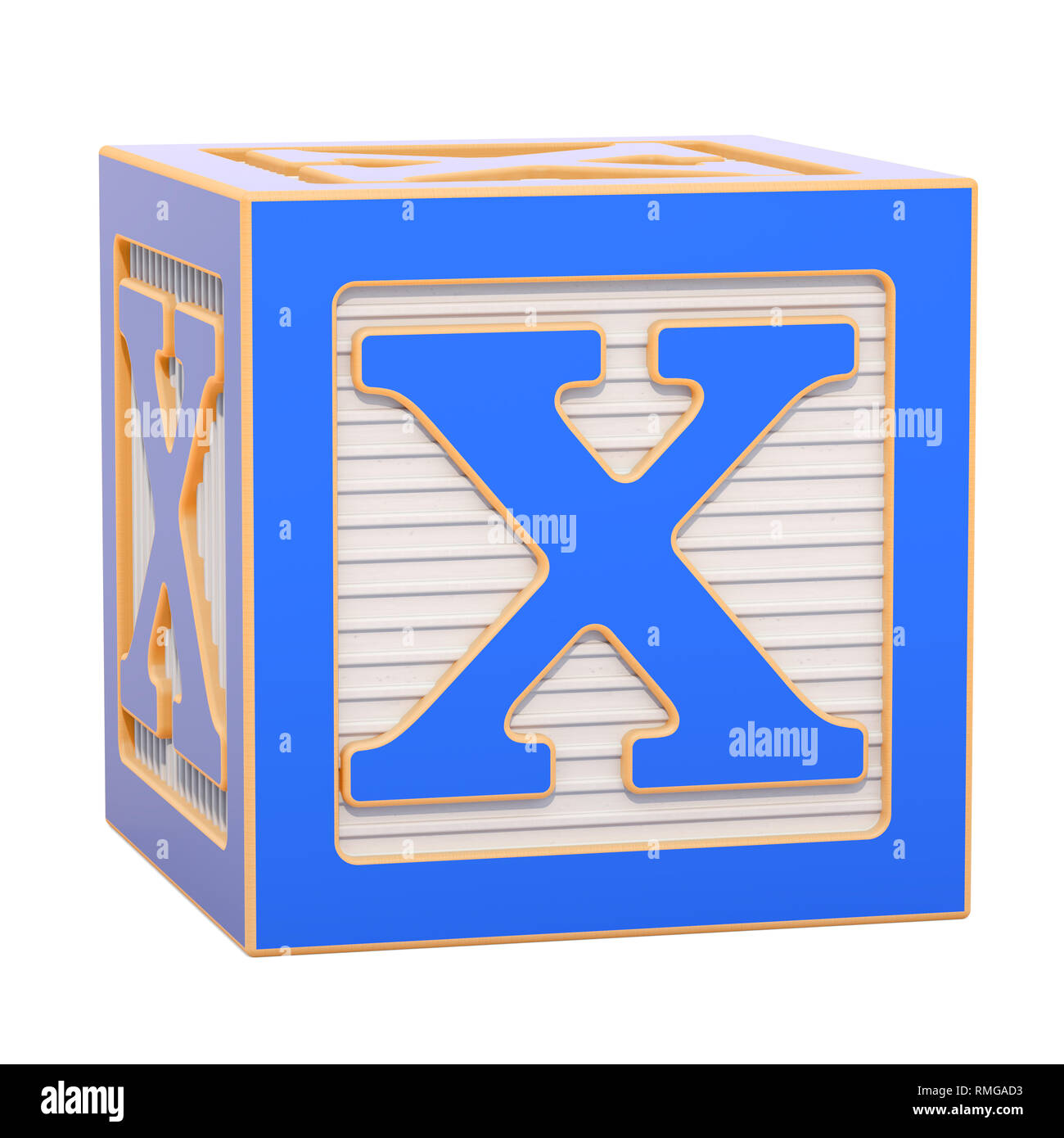ABC Alphabet Wooden Block with X letter. 3D rendering isolated on white ...