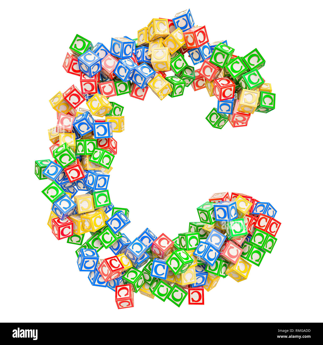 Letter C, from ABC Alphabet Wooden Blocks. 3D rendering isolated on ...
