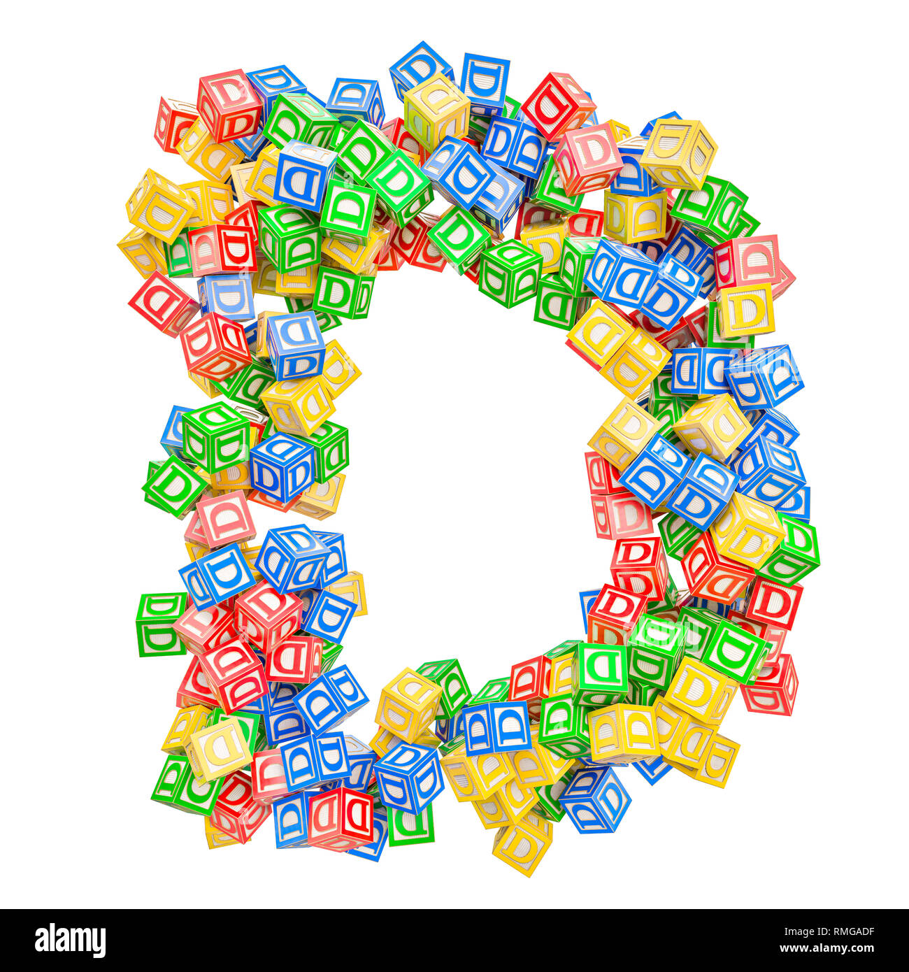Letter D, from ABC Alphabet Wooden Blocks. 3D rendering isolated on ...