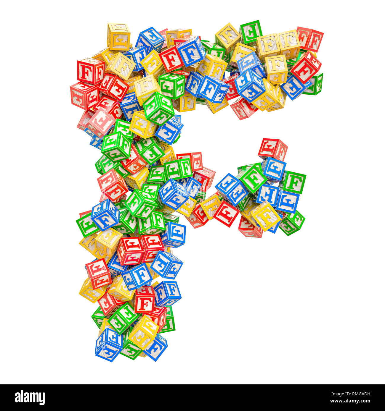 Letter F, from ABC Alphabet Wooden Blocks. 3D rendering isolated on ...