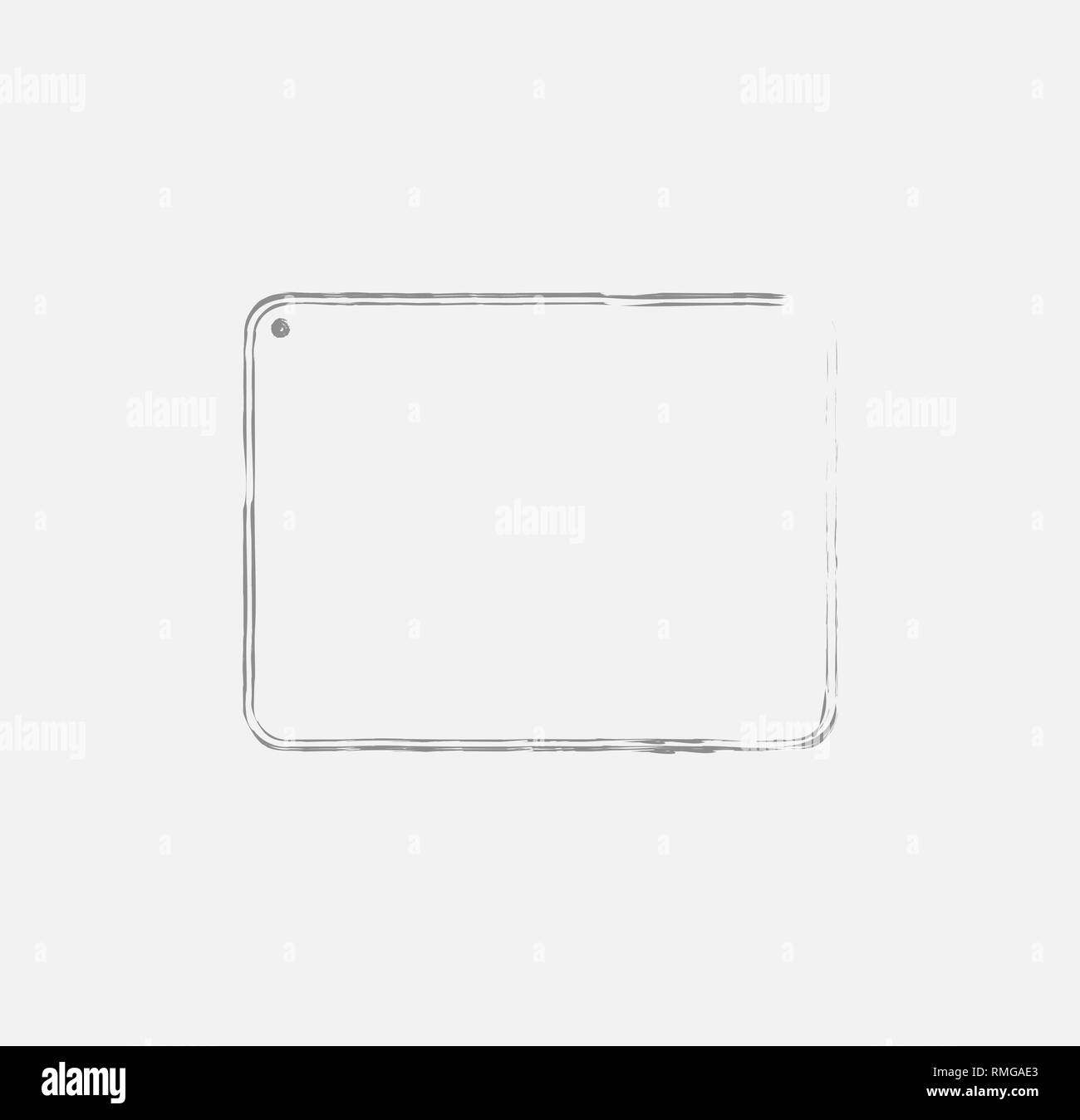 Grunge tablet outline, etching style tablet shape outline with outline ...