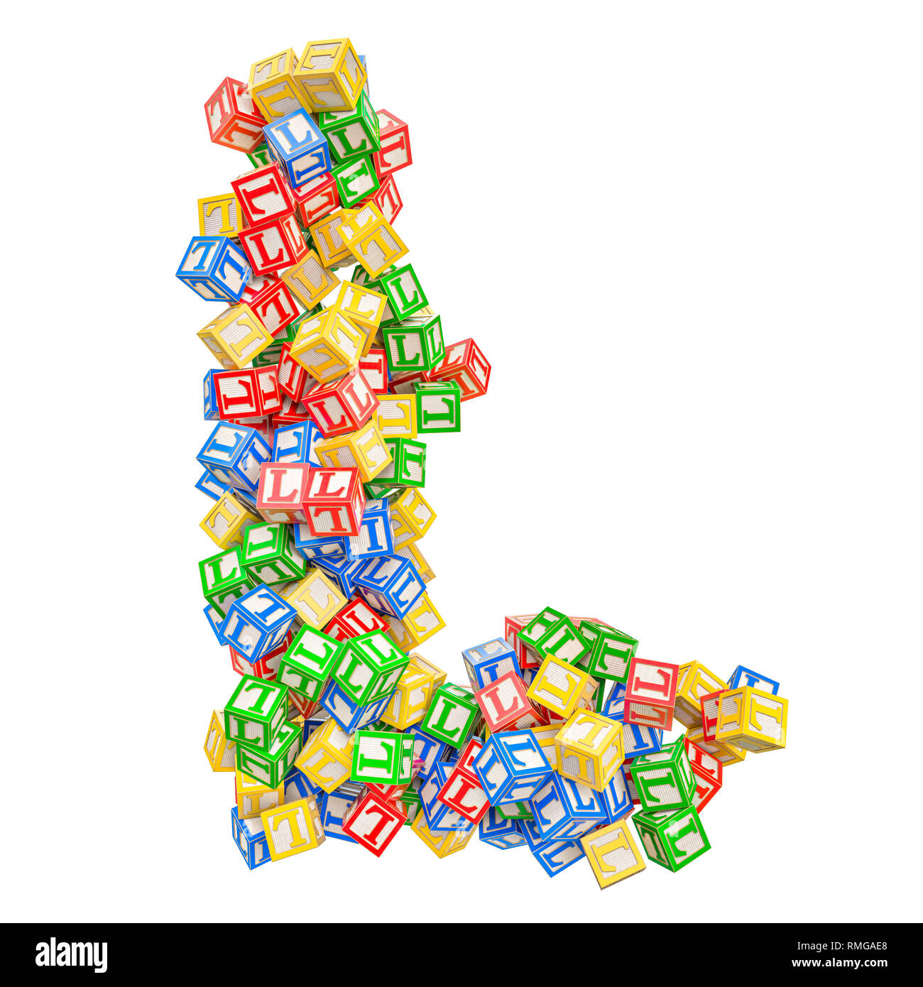 Letter L, from ABC Alphabet Wooden Blocks. 3D rendering isolated on ...