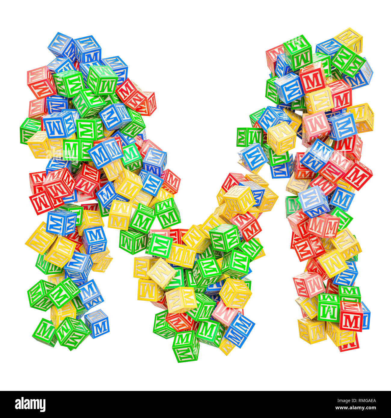 Letter M, from ABC Alphabet Wooden Blocks. 3D rendering isolated on ...