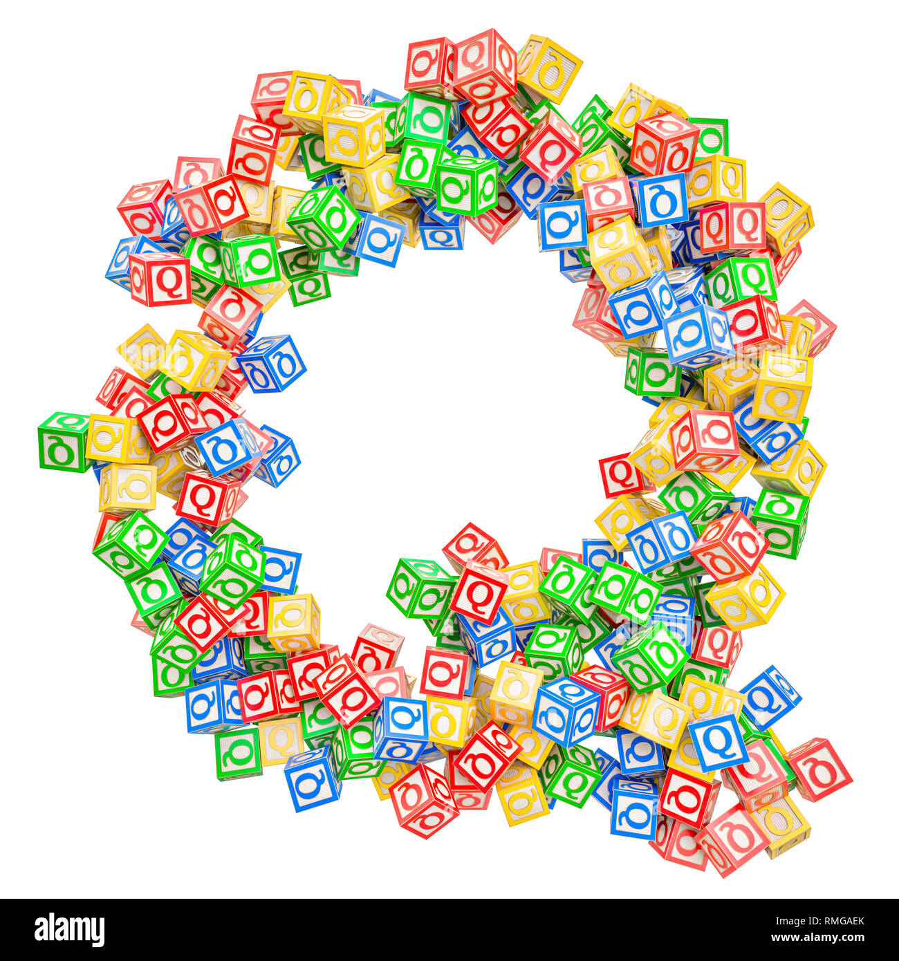 Letter Q, from ABC Alphabet Wooden Blocks. 3D rendering isolated on ...