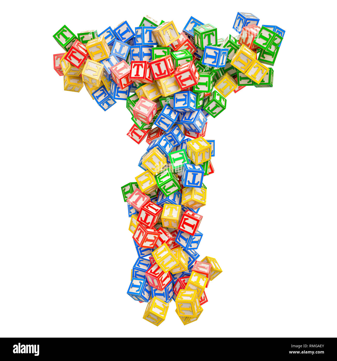 Letter T, from ABC Alphabet Wooden Blocks. 3D rendering isolated on ...
