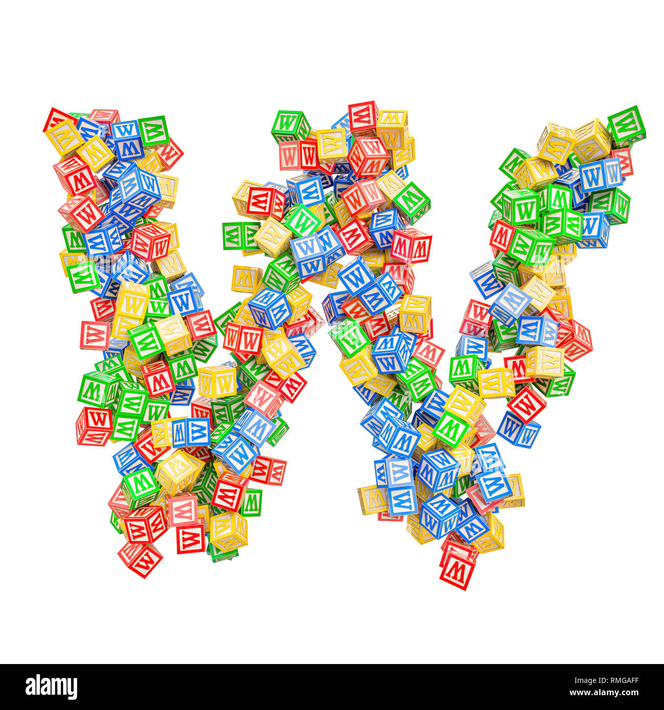 Letter W, from ABC Alphabet Wooden Blocks. 3D rendering isolated on ...