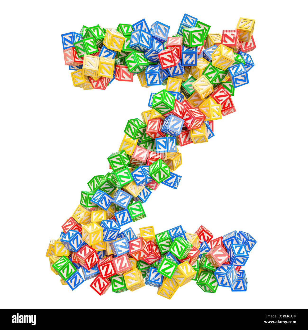 Letter Z, from ABC Alphabet Wooden Blocks. 3D rendering isolated on ...