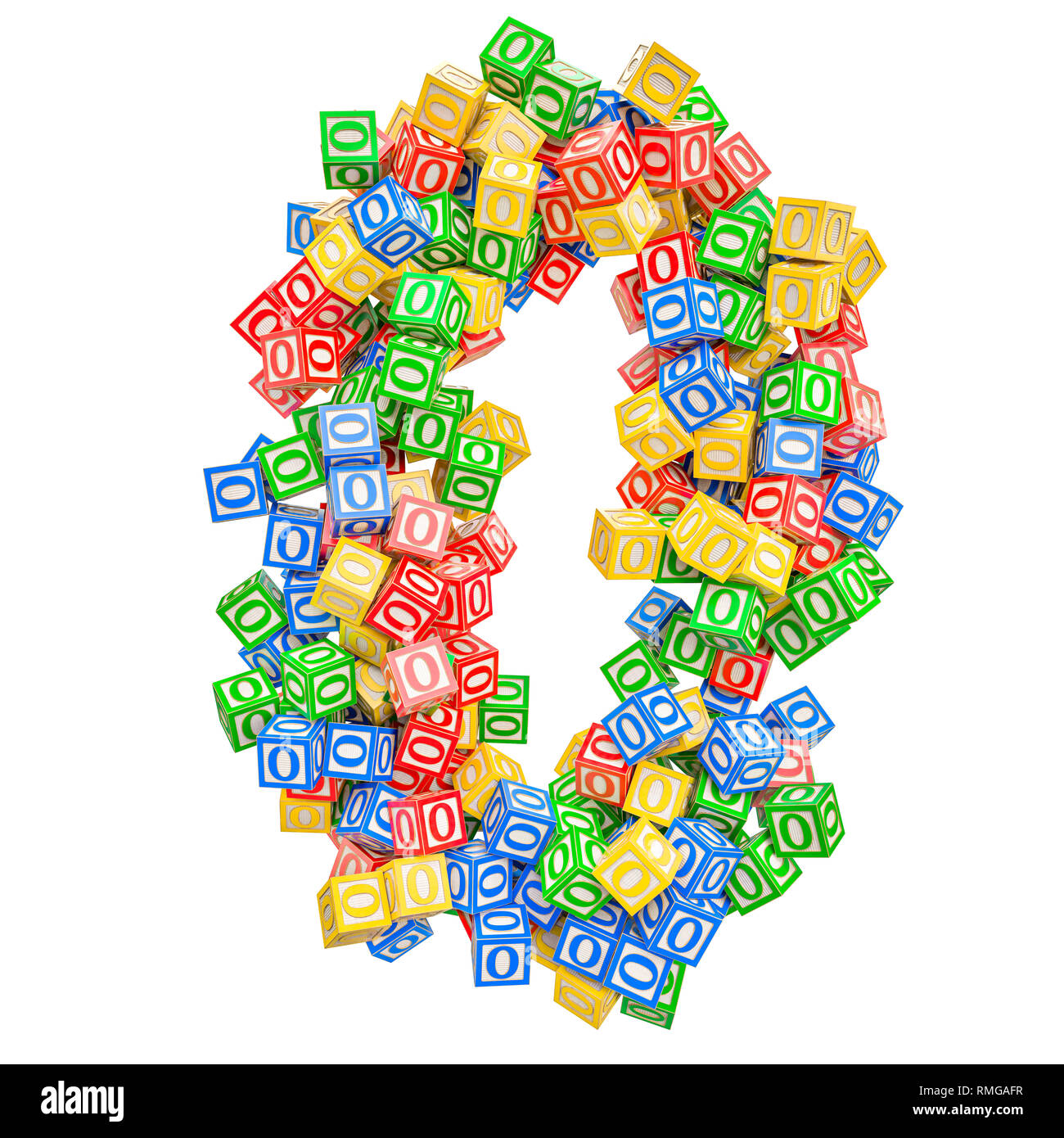 Number 0, from ABC Alphabet Wooden Blocks. 3D rendering isolated on ...