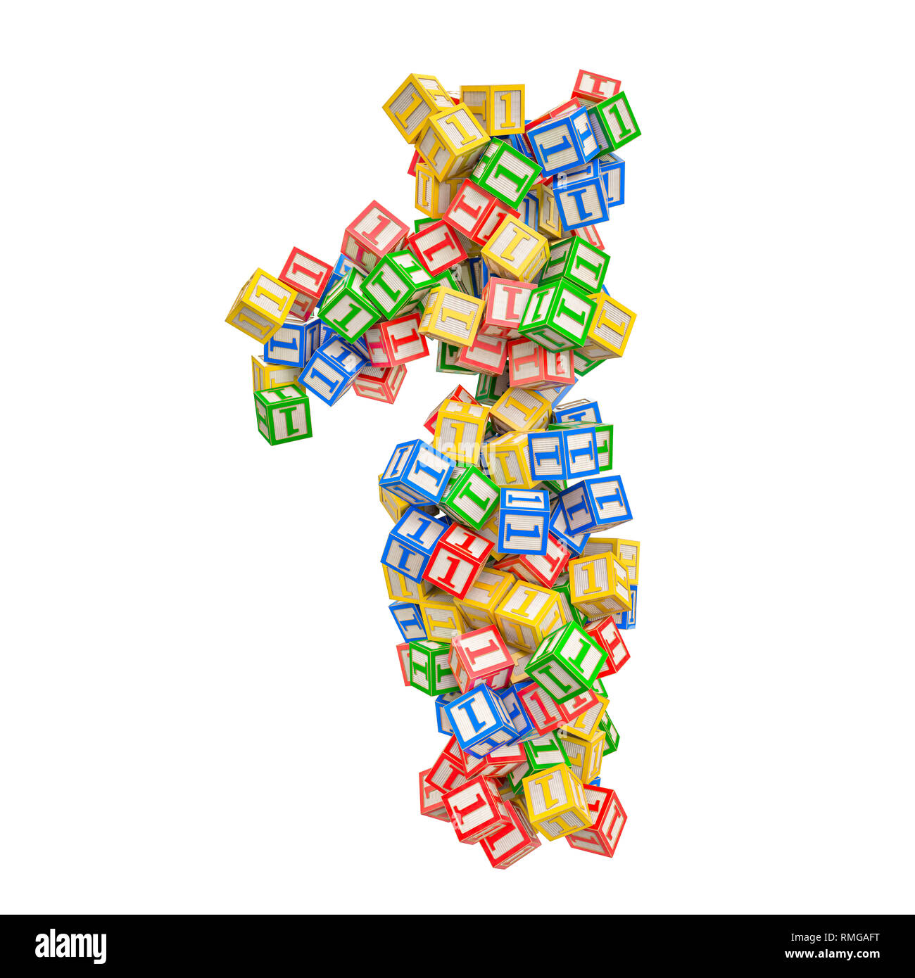 Number 1, from ABC Alphabet Wooden Blocks. 3D rendering isolated on ...