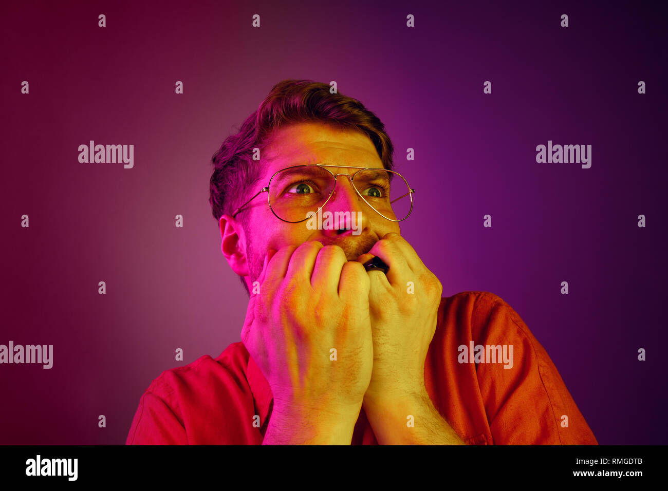 I'm afraid. Fright. Portrait of the scared man. Business man standing ...