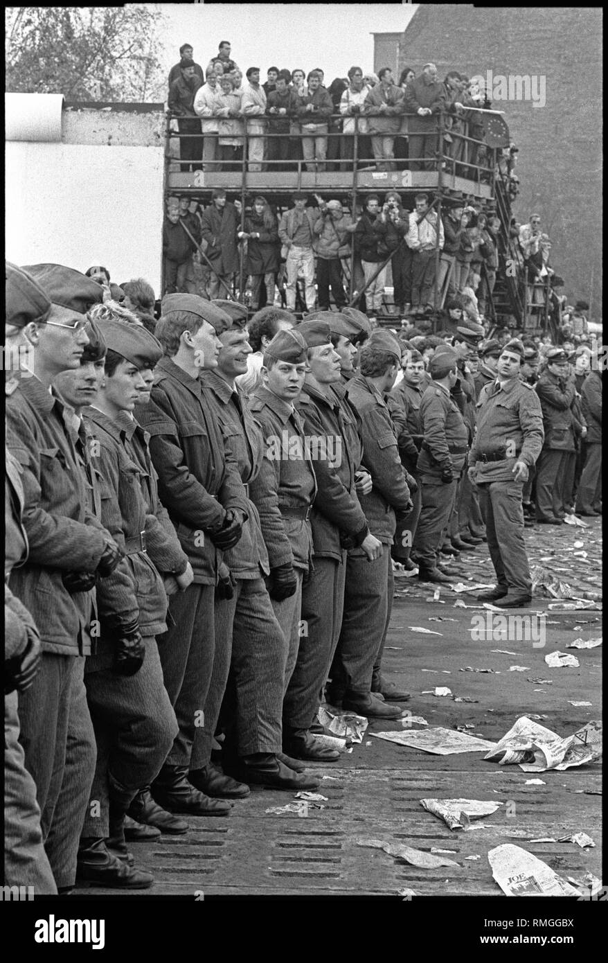 November 12, 1989 - Opening of the Berlin Wall at Potsdamer Platz. GDR ...