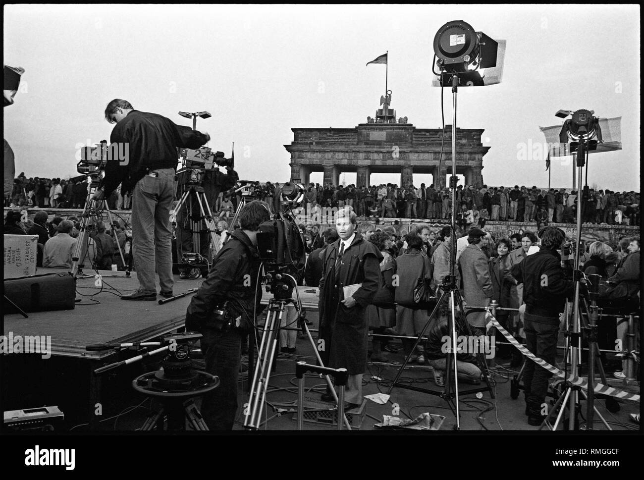 Berlin, November 10, 1989: Thousands of Berliners are gathering at the ...