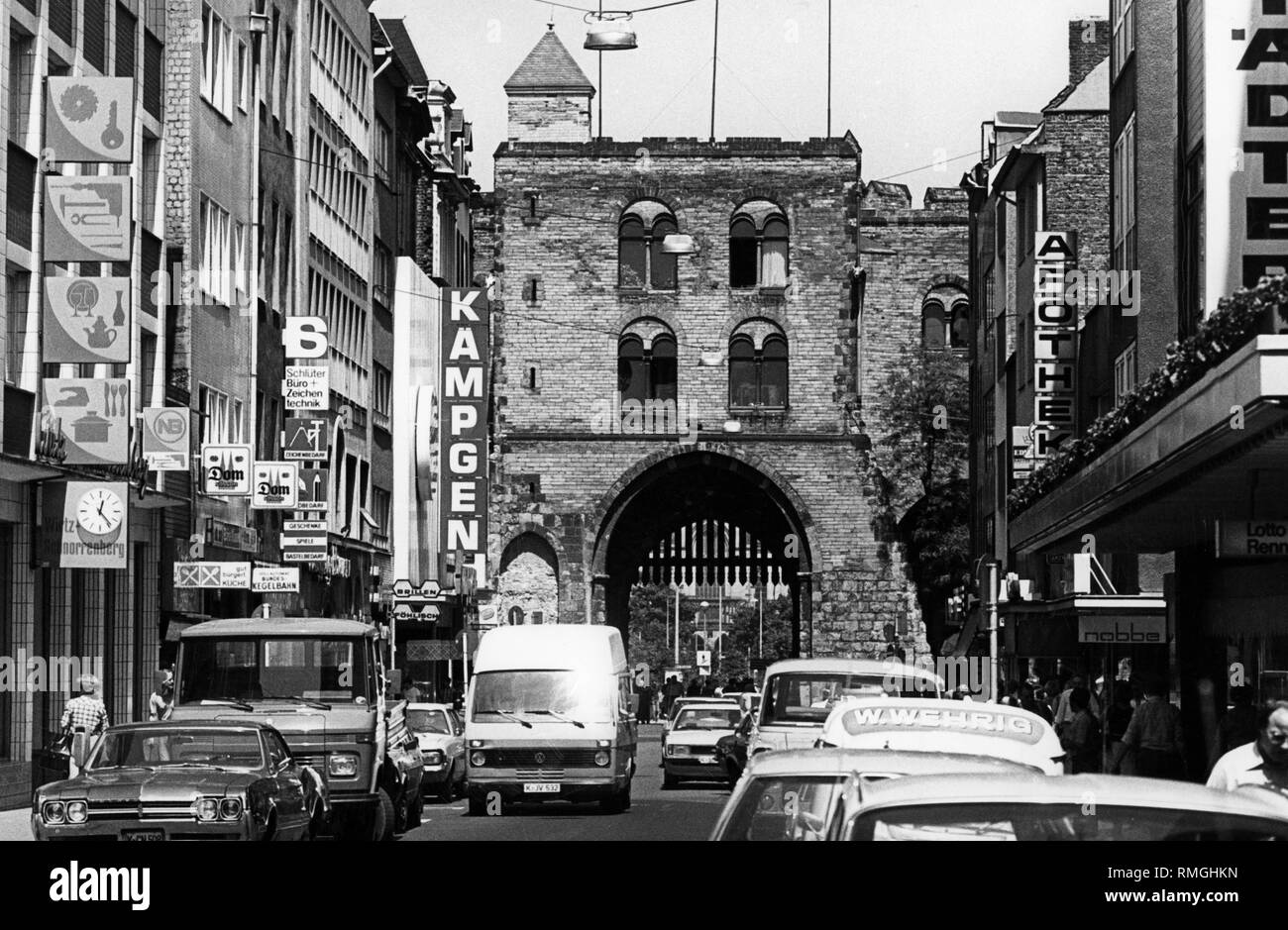View of the Eigelsteintor in Cologne from the Eigelstein street in May ...