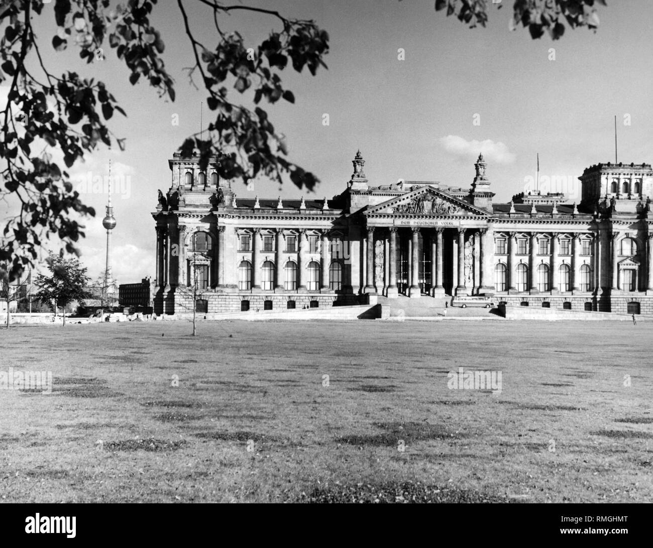 The Reichstag building and next to it the TV tower. The architect Paul ...
