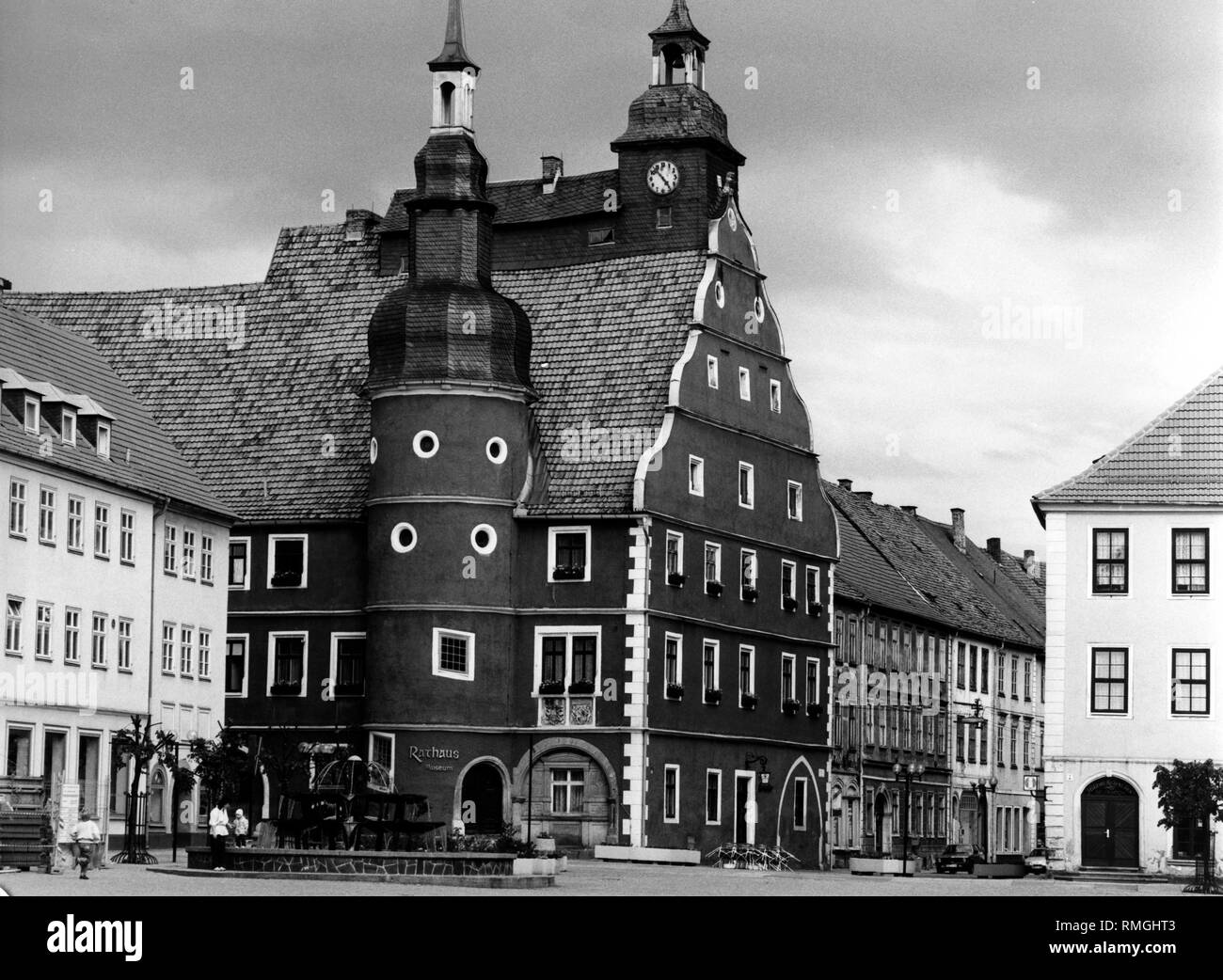 The listed Town Hall on the market square in the Thuringian ...