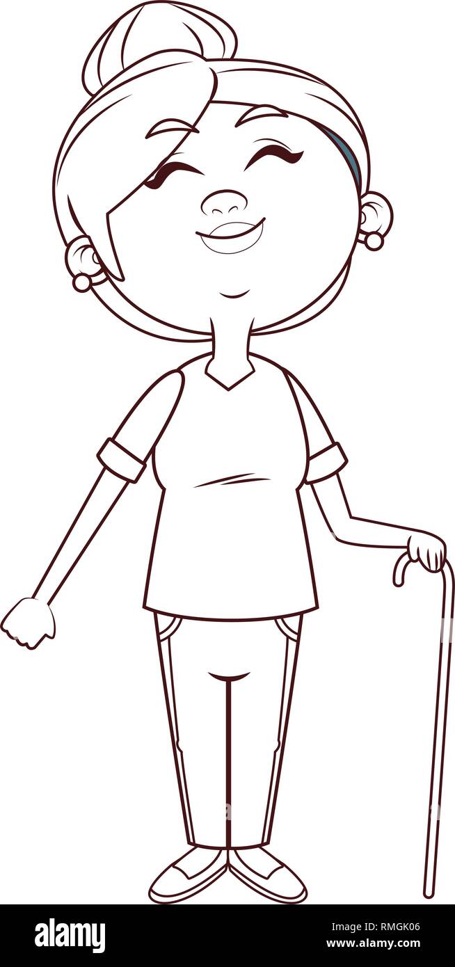 grandmother elder person cane Stock Vector Image & Art - Alamy