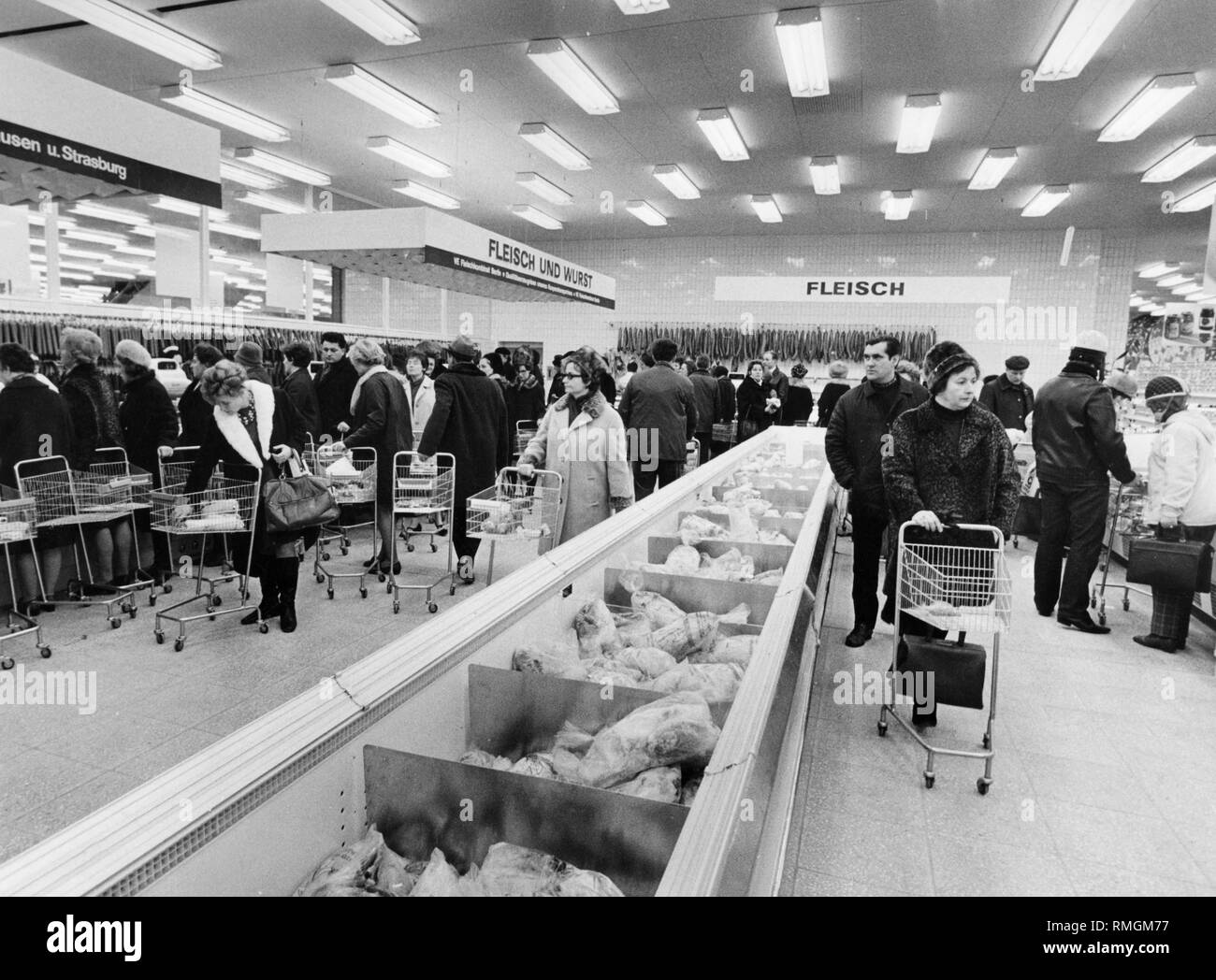 Undated picture of the meat section of a Centrum department store of ...