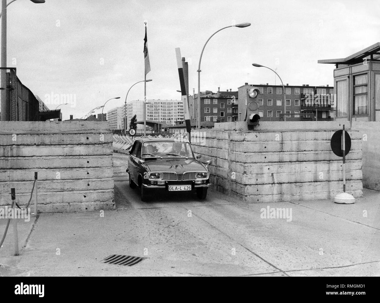 Undated image of the heavily fortified border crossing for West Germans ...