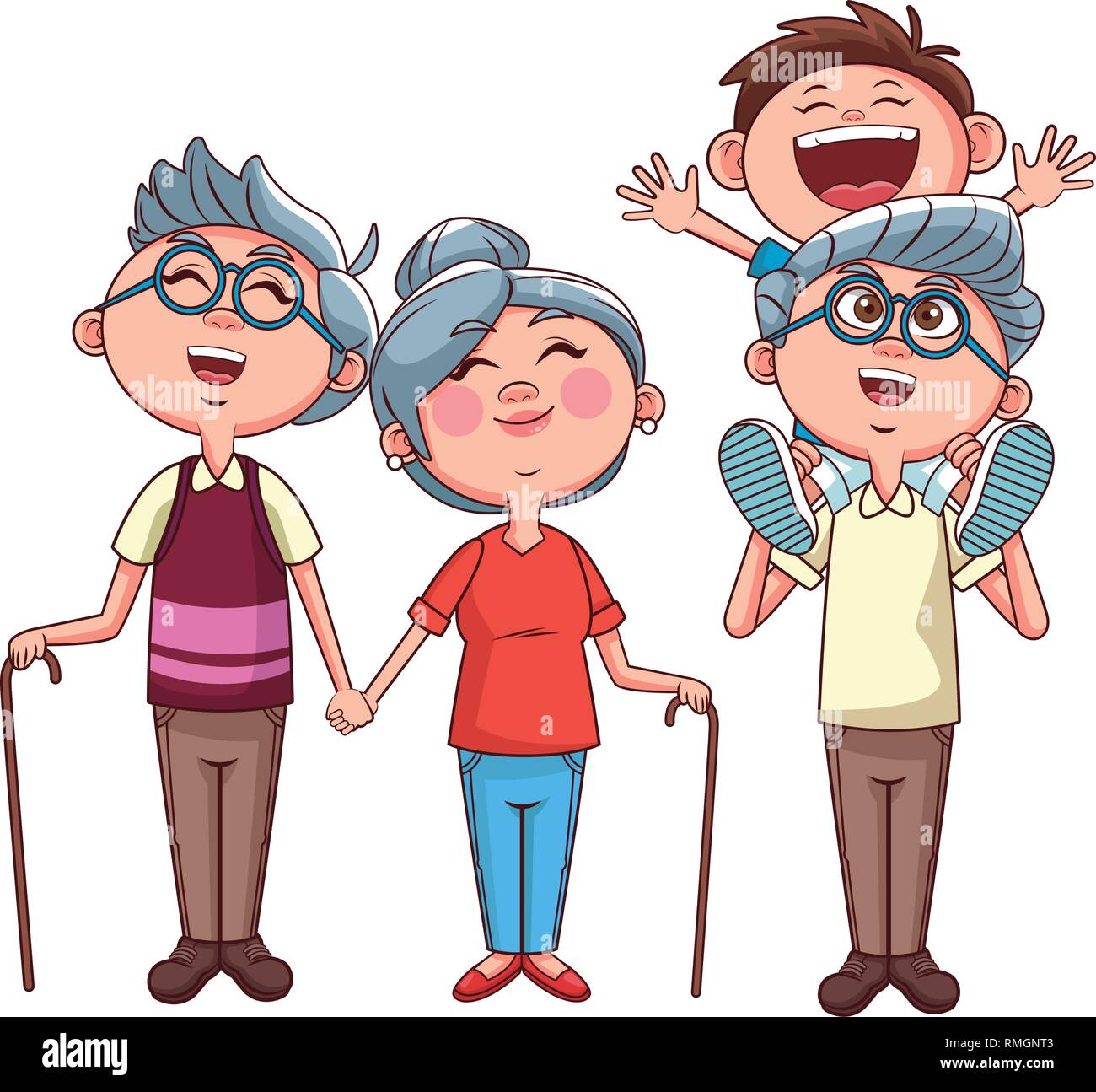 Happy family granddaughter grandson Stock Vector Images - Alamy