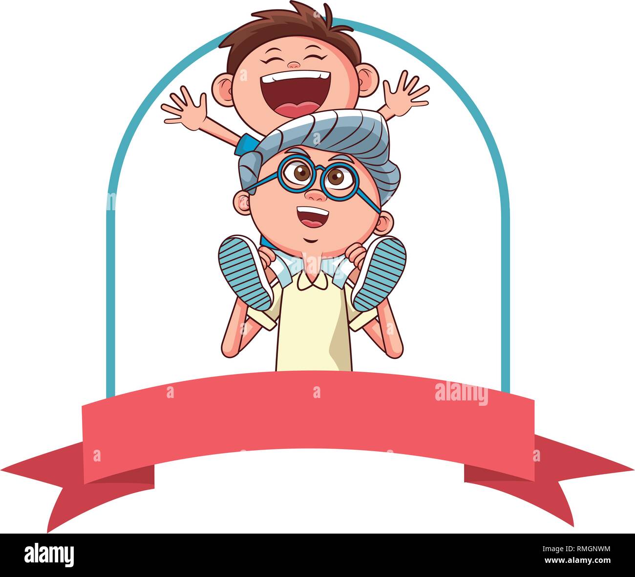 grandfather carrying grandson smiling banner Stock Vector Image & Art ...