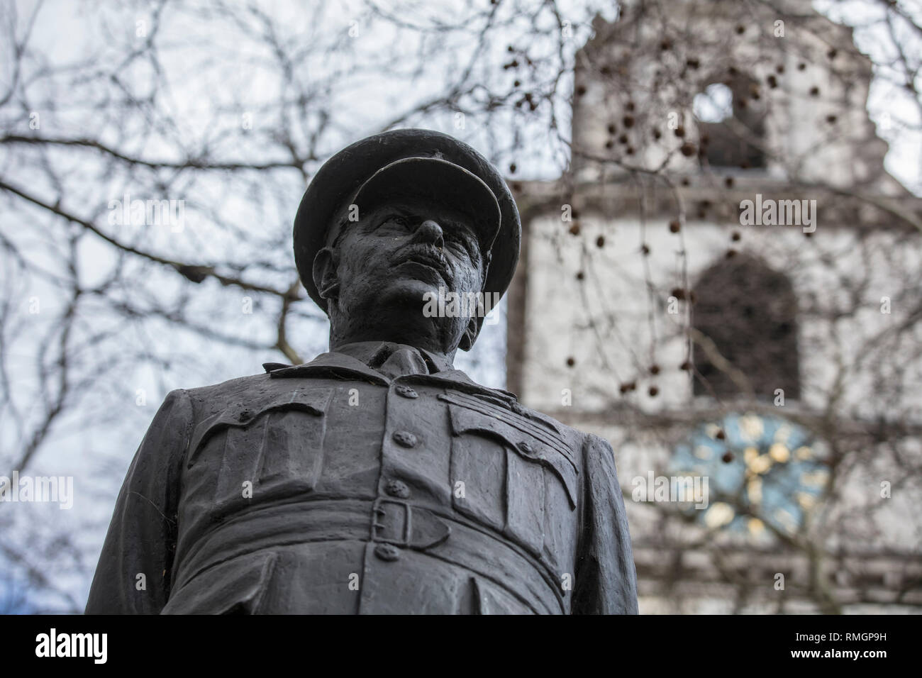 London, Greater London, 7th February 2019, detail of statue to ...