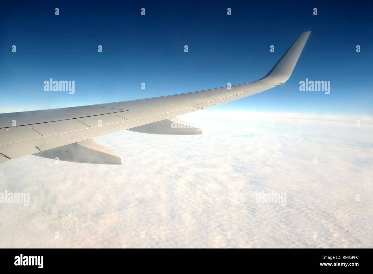 Beautiful top view from passenger supersonic airplane window flying ...
