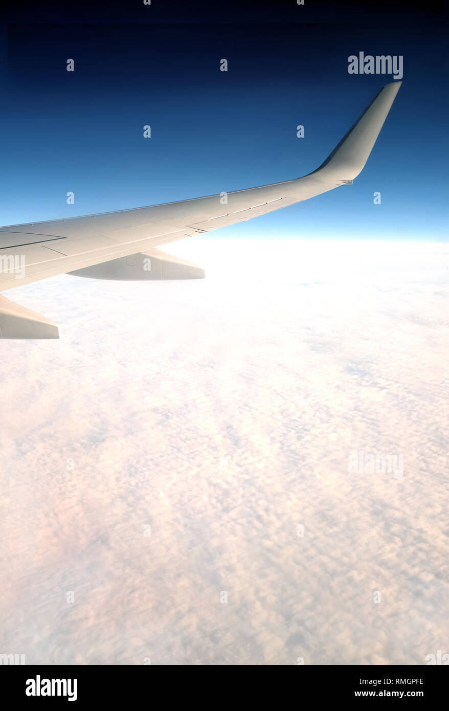 Beautiful top view from passenger supersonic airplane window flying ...