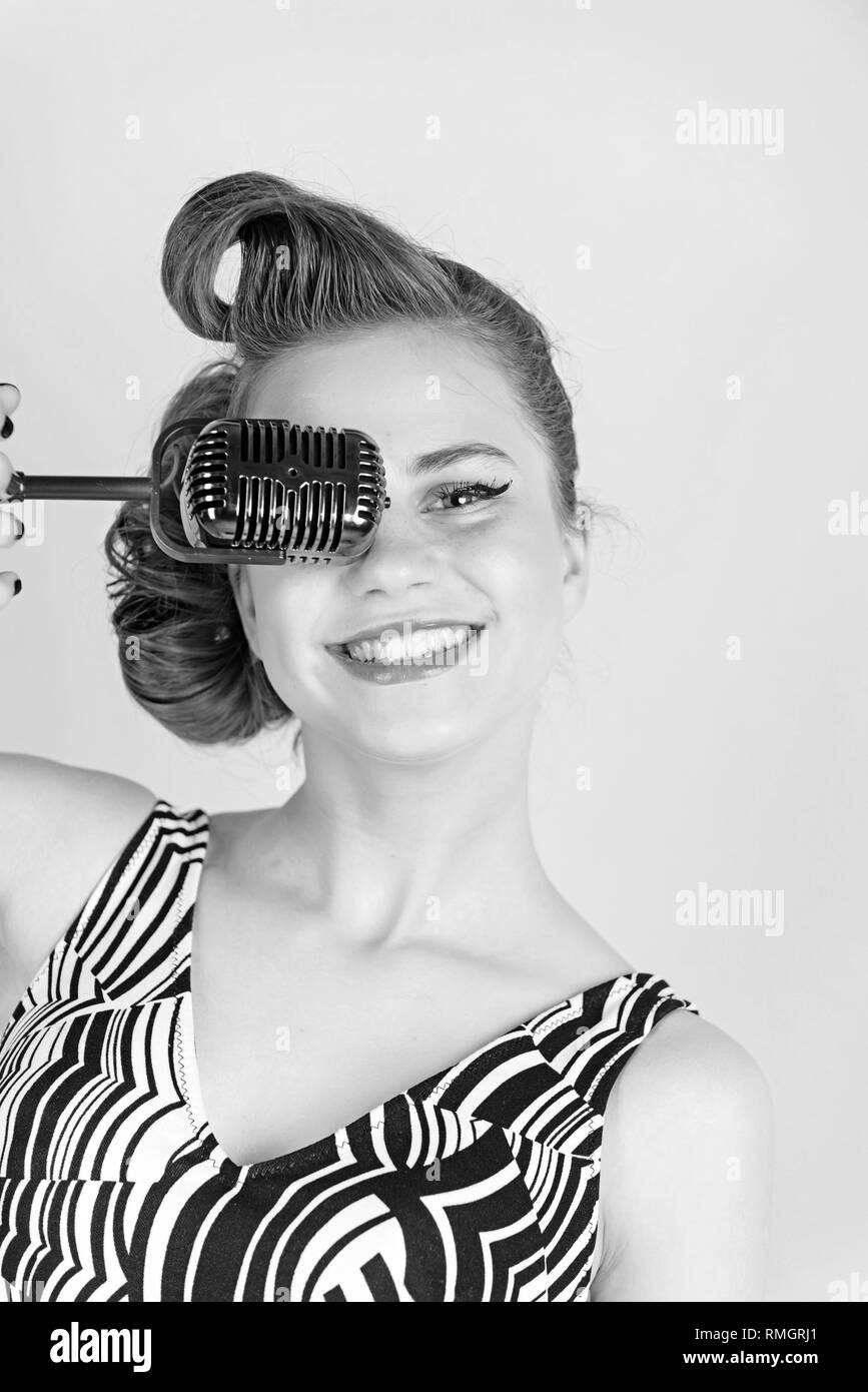 Music, look and retro style, pinup Stock Photo - Alamy