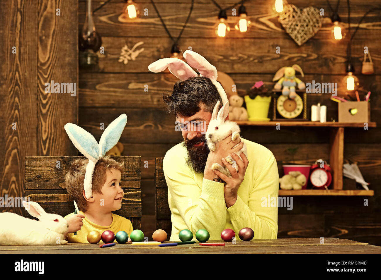 Happy kid father painting hi-res stock photography and images - Alamy