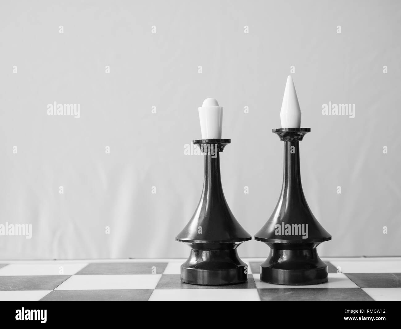 concept depict black people couple - two chessman queen and king Stock ...