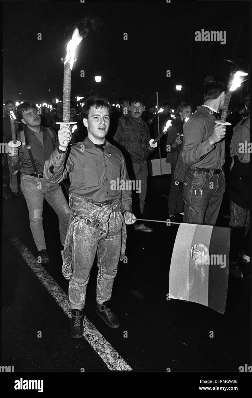 Torchlight parade fdj east berlin hi-res stock photography and images ...